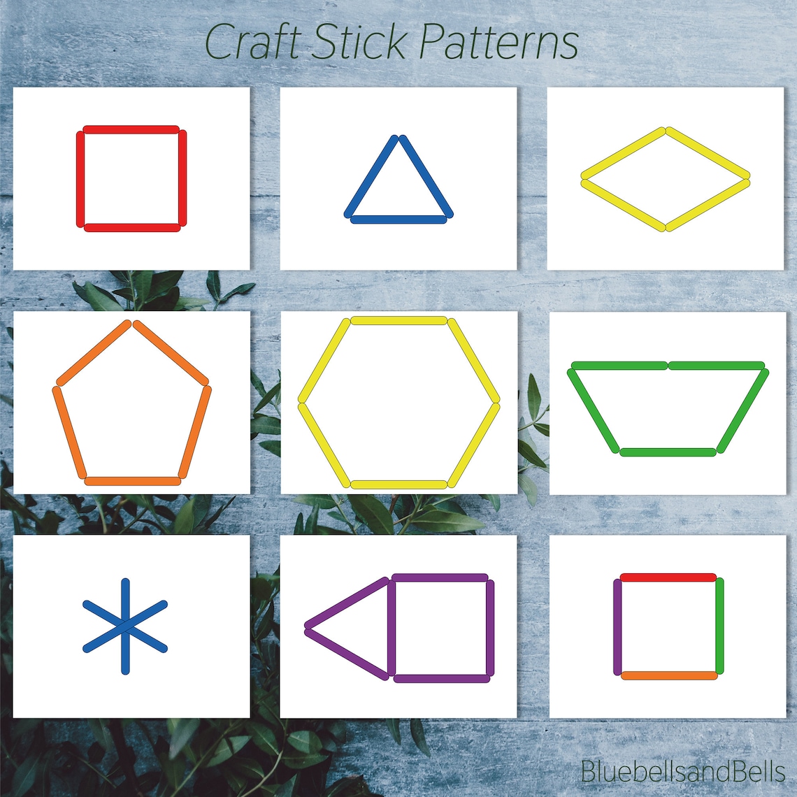 Craft Stick Patterns. Preschool Shape Matching Game. - Etsy