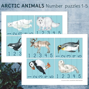 Toddler Arctic Animals Puzzle 1-5 Number. Penguin Printable - Etsy