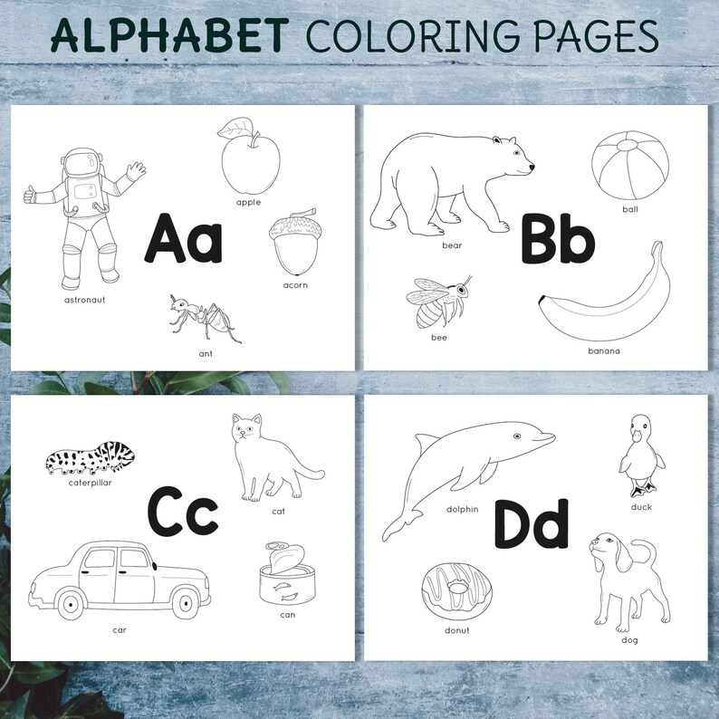Alphabet Coloring Pages. Phonics Printable Worksheets. - Etsy