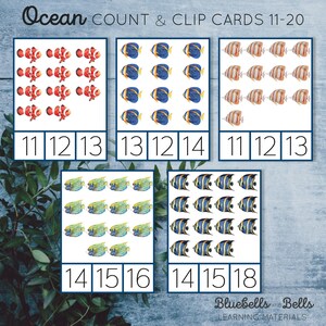 Ocean Count and Clip Cards 11-20. Preschool Math Printable. Homeschool ...