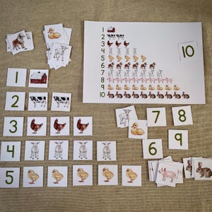 Number Chart 1-10 Printable. Farm Animal Montessori Math Counters ...
