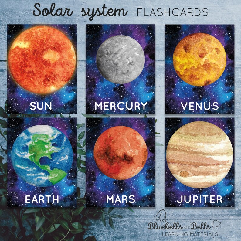 Solar System Printable Flashcards. Outer Space Cards Toddler. Planets ...