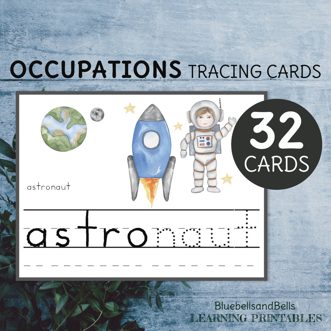 Occupations Cards Tracing Words. Handwriting Preschool Printable ...
