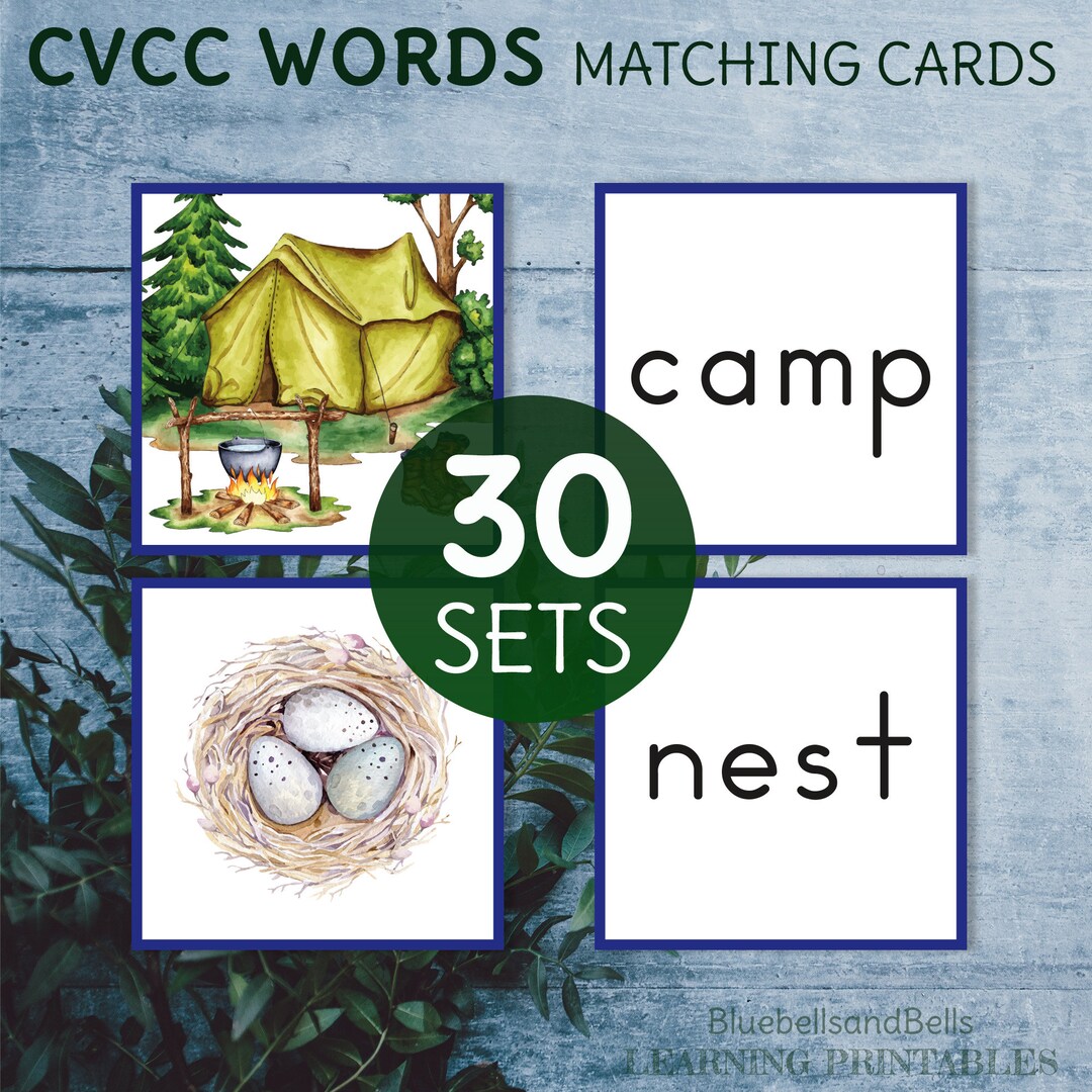CVCC Words Ending Blends Montessori Printable Word and Picture Matching ...