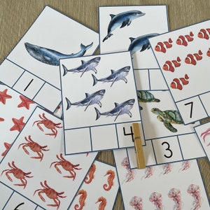 Special Education Errorless Count and Clip Cards 1-10 Ocean. - Etsy