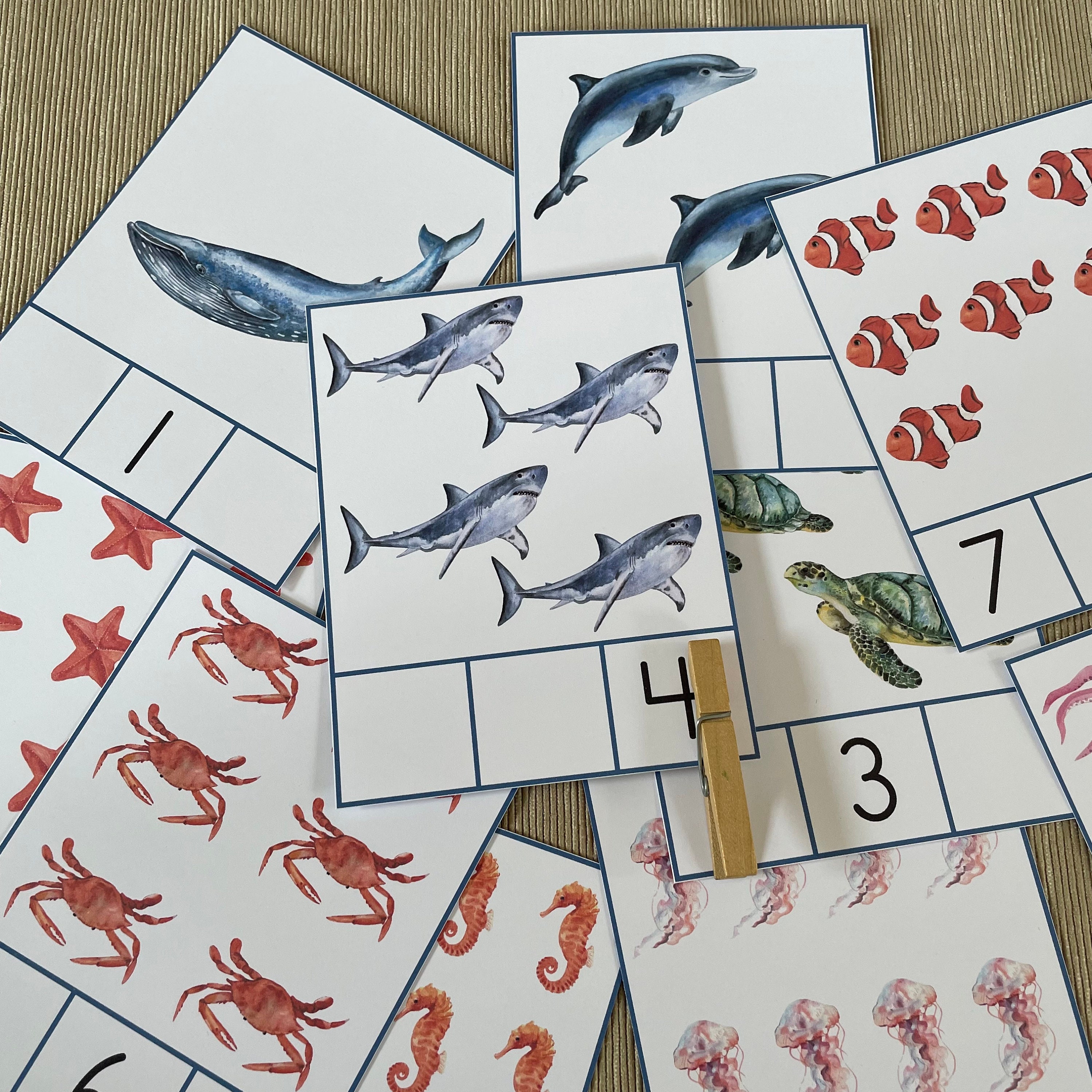 Special Education Errorless Count and Clip Cards 1-10 Ocean. - Etsy