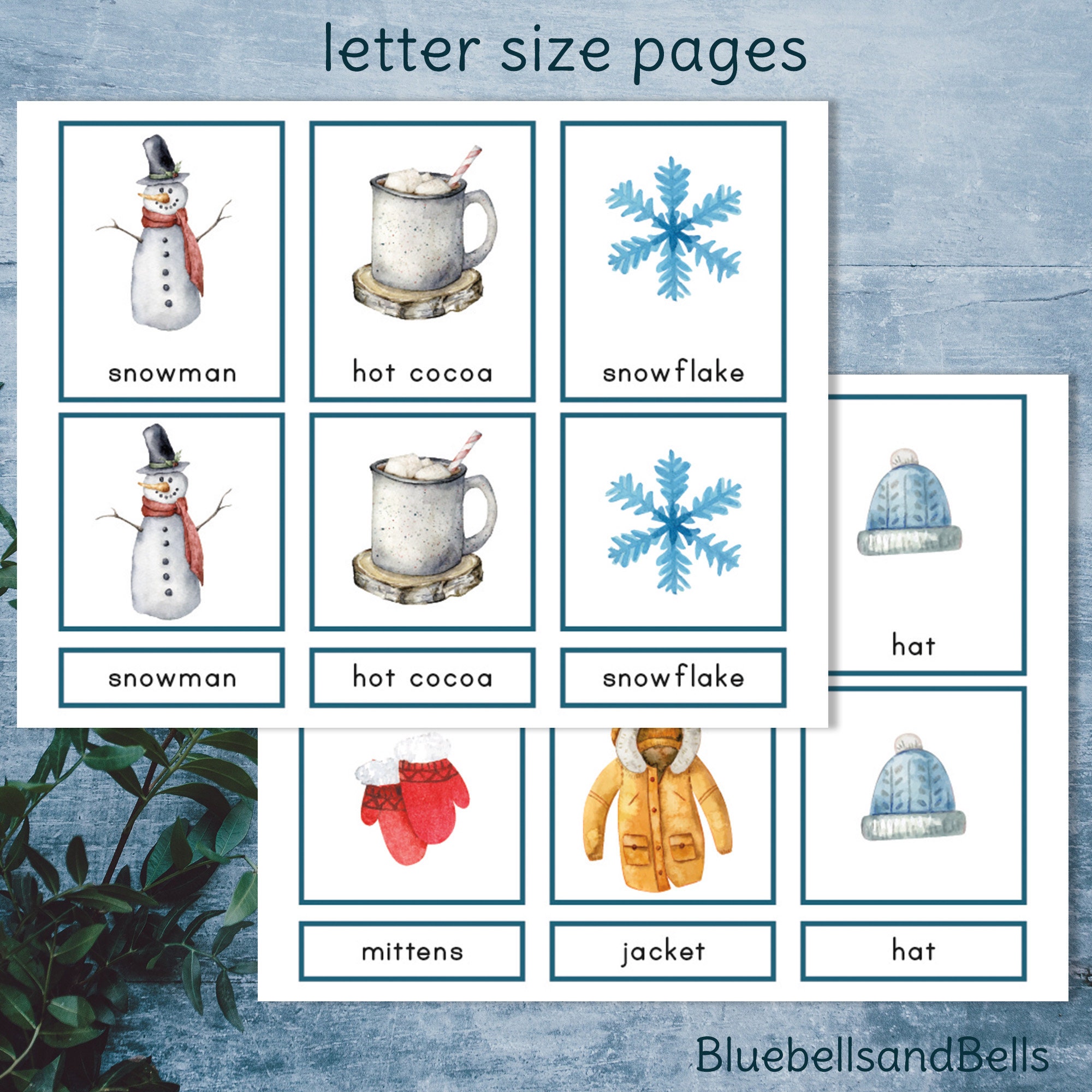 Winter Montessori Printable Vocabulary 3 Part Cards. Preschool - Etsy