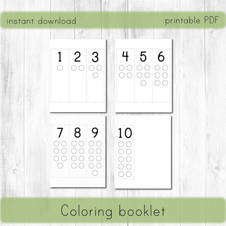 Montessori Counters 1-10 Coloring Booklet. Preschool Numbers. | Etsy