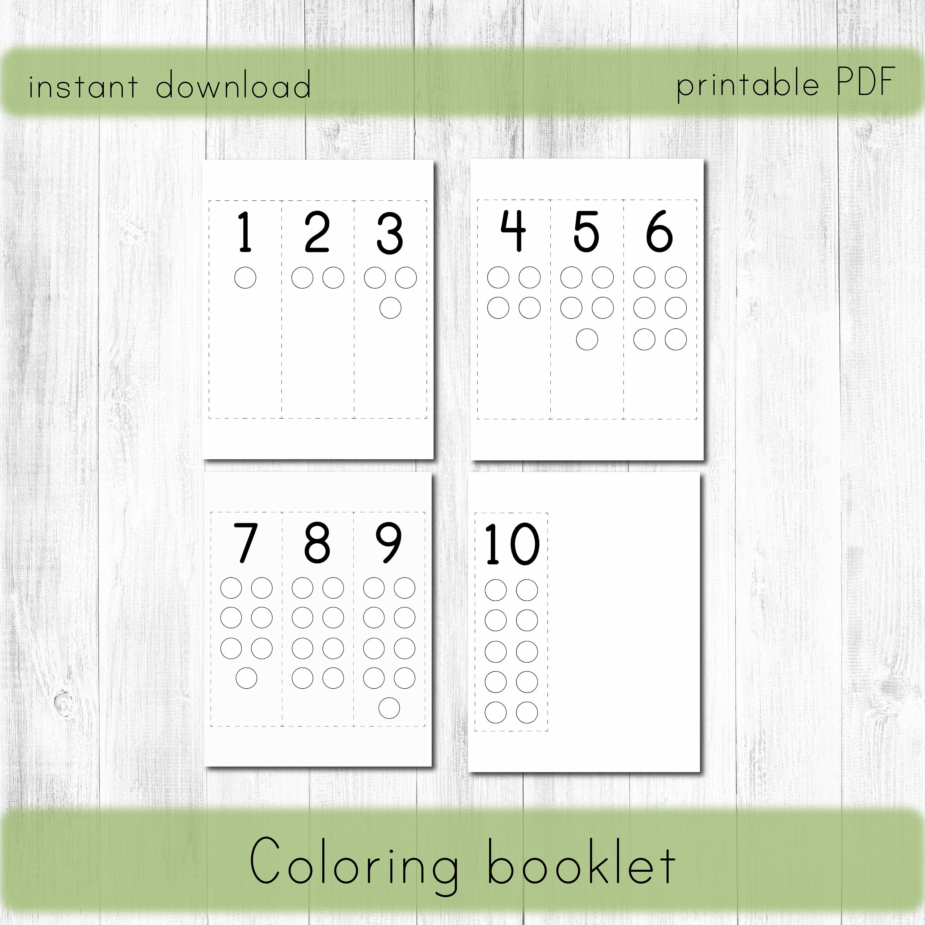 Montessori Counters 1-10 Coloring Booklet. Preschool Numbers. - Etsy ...