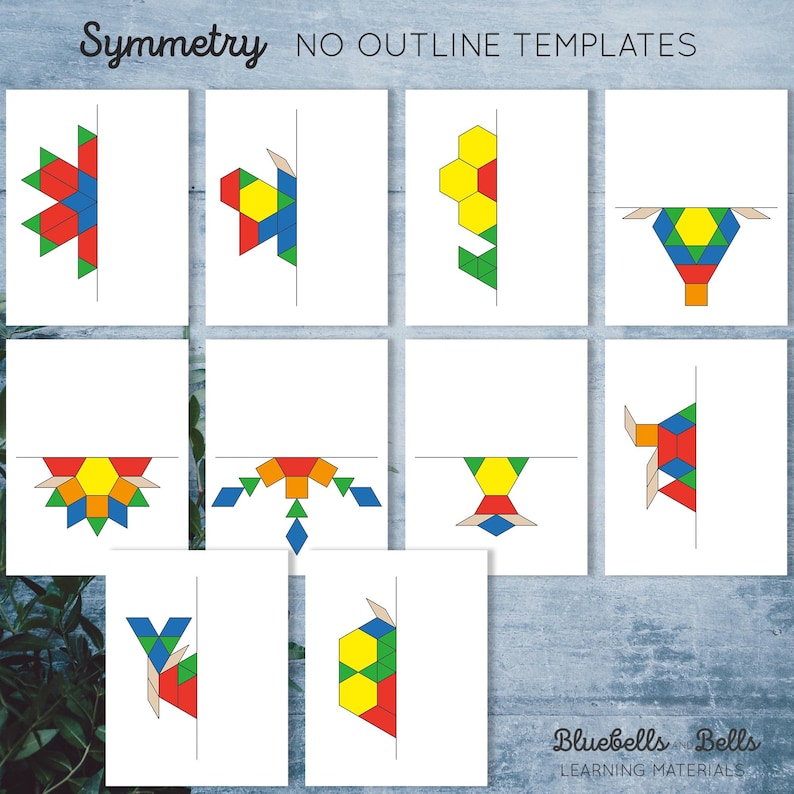 Pattern Blocks Templates Symmetry. Kindergarten and Preschool Shape ...