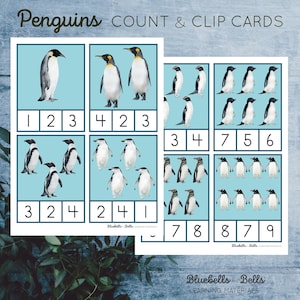 Penguin Preschool Printable Count and Clip Cards 1-12. Winter Math ...