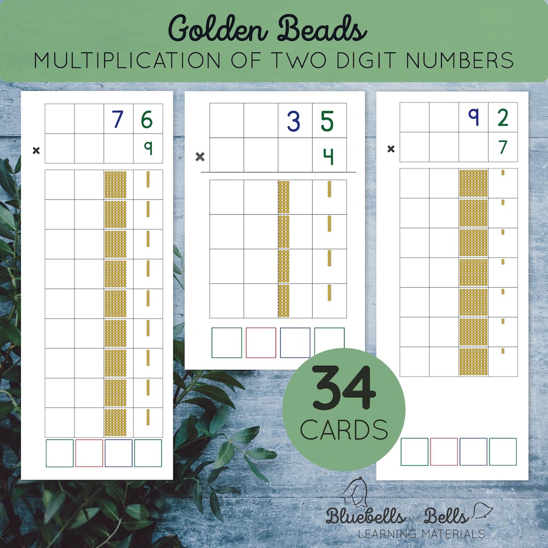 Montessori Golden Beads Multiplication of Two Digit Numbers Printable ...