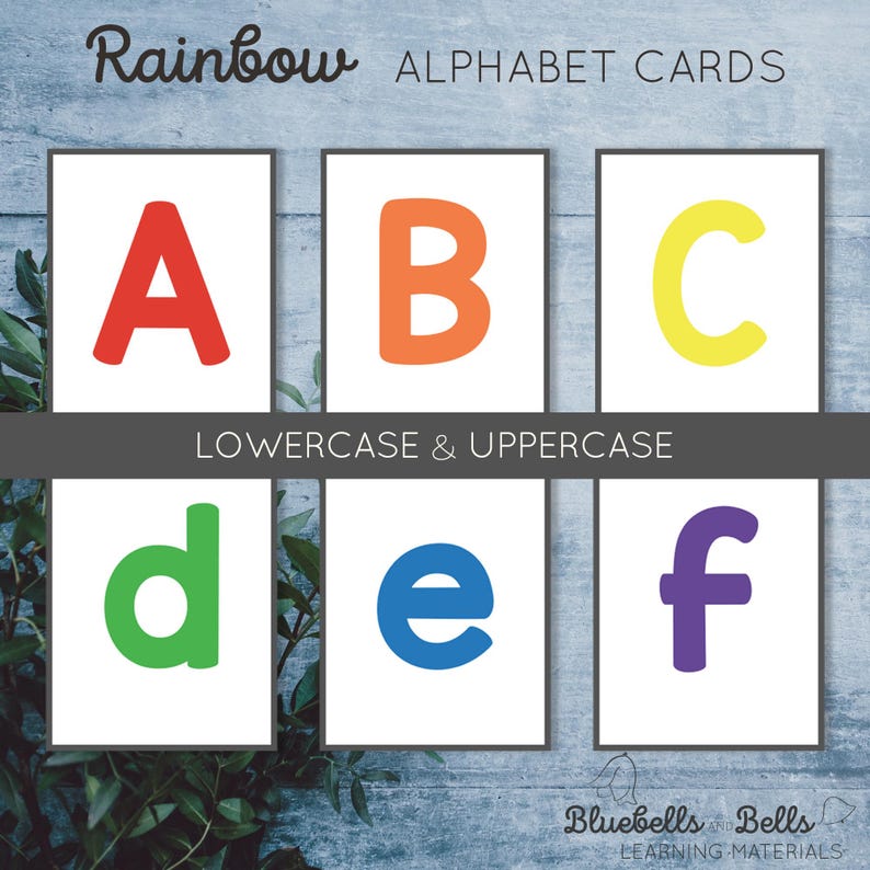 Alphabet Cards. Rainbow Letter Flash Cards Printable. Toddler and ...