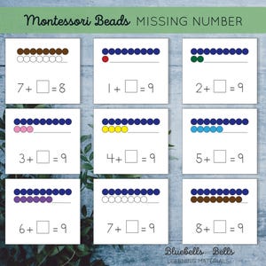 Montessori Beads Addition Printable. Kindergarten Number Bonds Activity ...