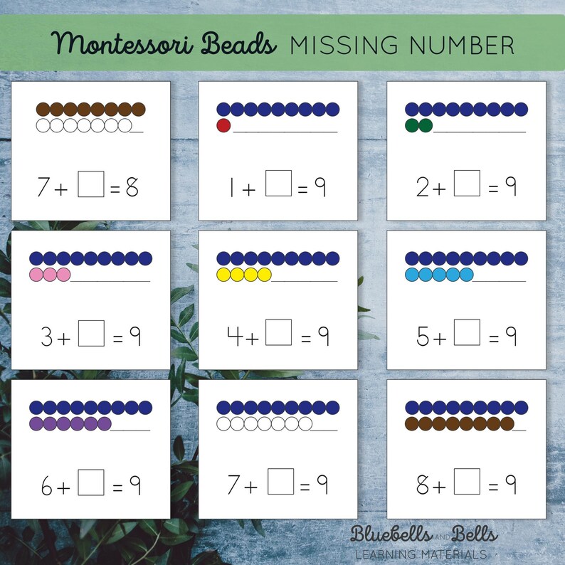 Montessori Beads Addition Printable. Kindergarten Number Bonds Activity ...