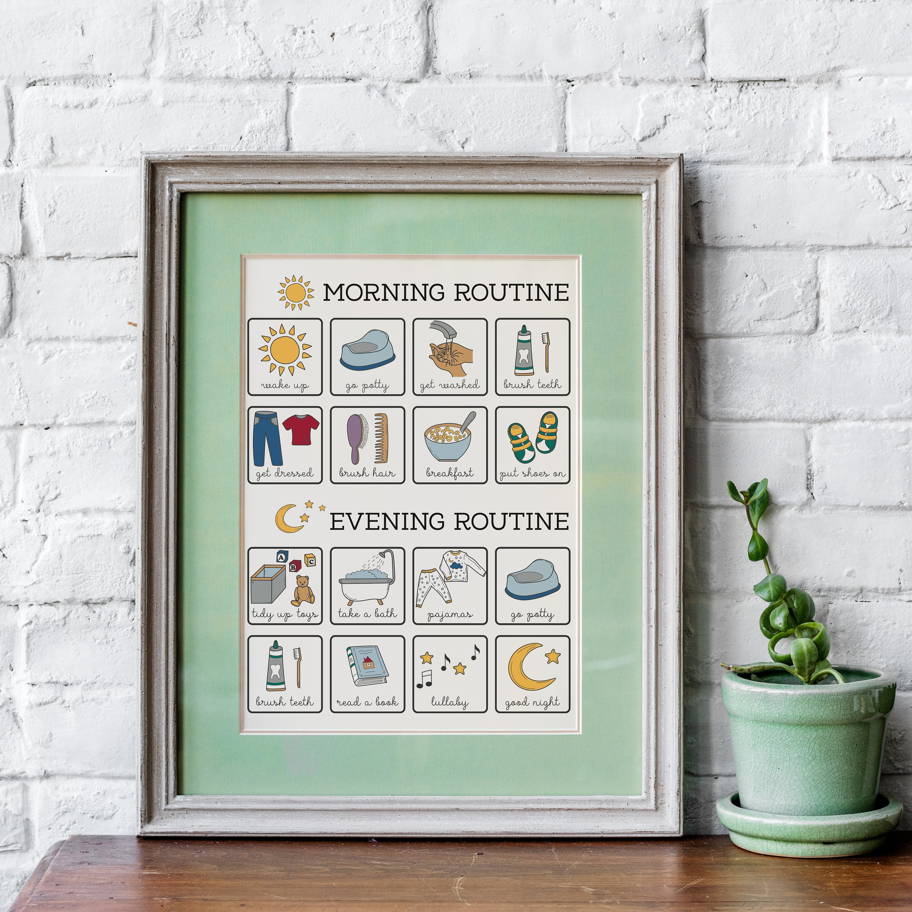 Toddler Routine Chart Poster Morning and Evening. Toddler - Etsy