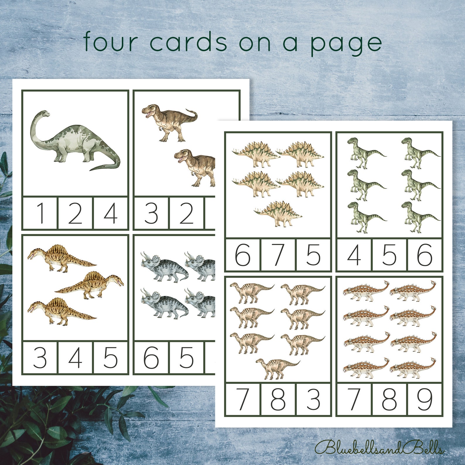 Dinosaur Count and Clip Cards 1-10. Preschool Montessori Math - Etsy