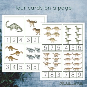 Dinosaur Count and Clip Cards 1-10. Preschool Montessori Math Printable ...