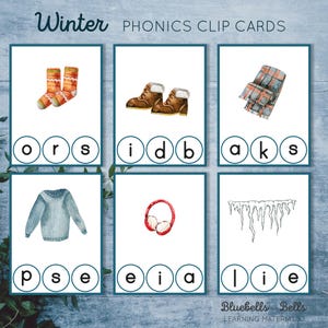 Winter Montessori Printable Phonics Clip Cards. Beginning Sound ...