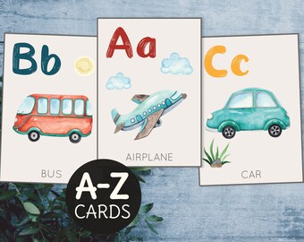 Printable Alphabet Cards, Transportation Theme Alphabet, ABC Cards ...