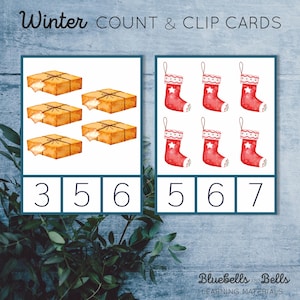 Winter Preschool Printable Count and Clip Cards. Christmas Kids ...