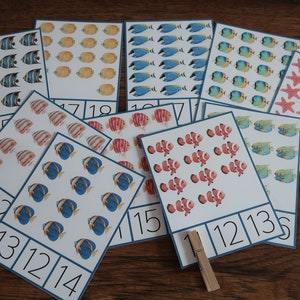 Ocean Count and Clip Cards 11-20. Preschool Math Printable. Homeschool ...