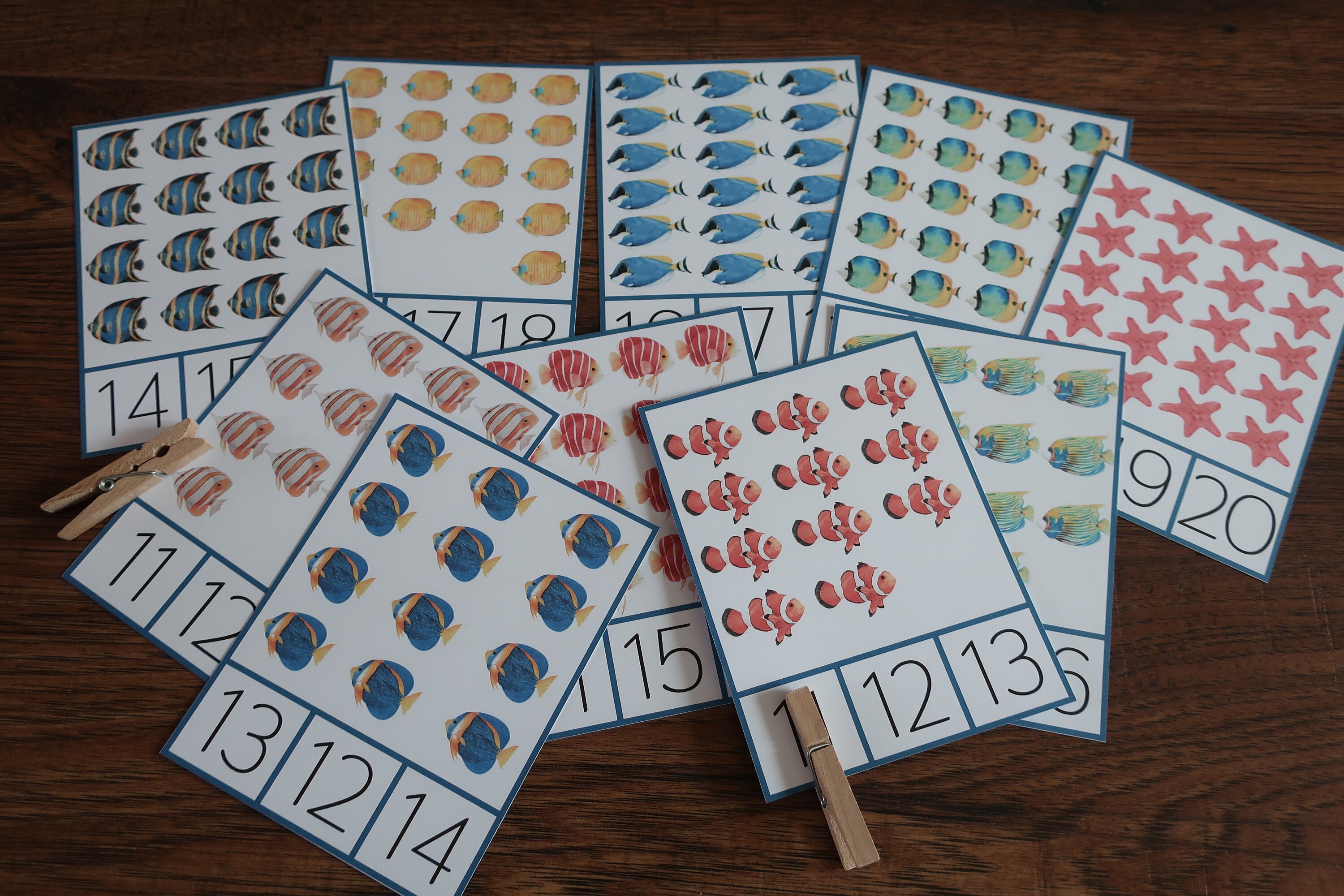 Ocean Count and Clip Cards 11-20. Preschool Math Printable. Homeschool ...