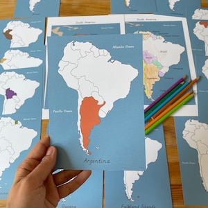 South America Montessori Maps and Country Cards. Continent Study ...