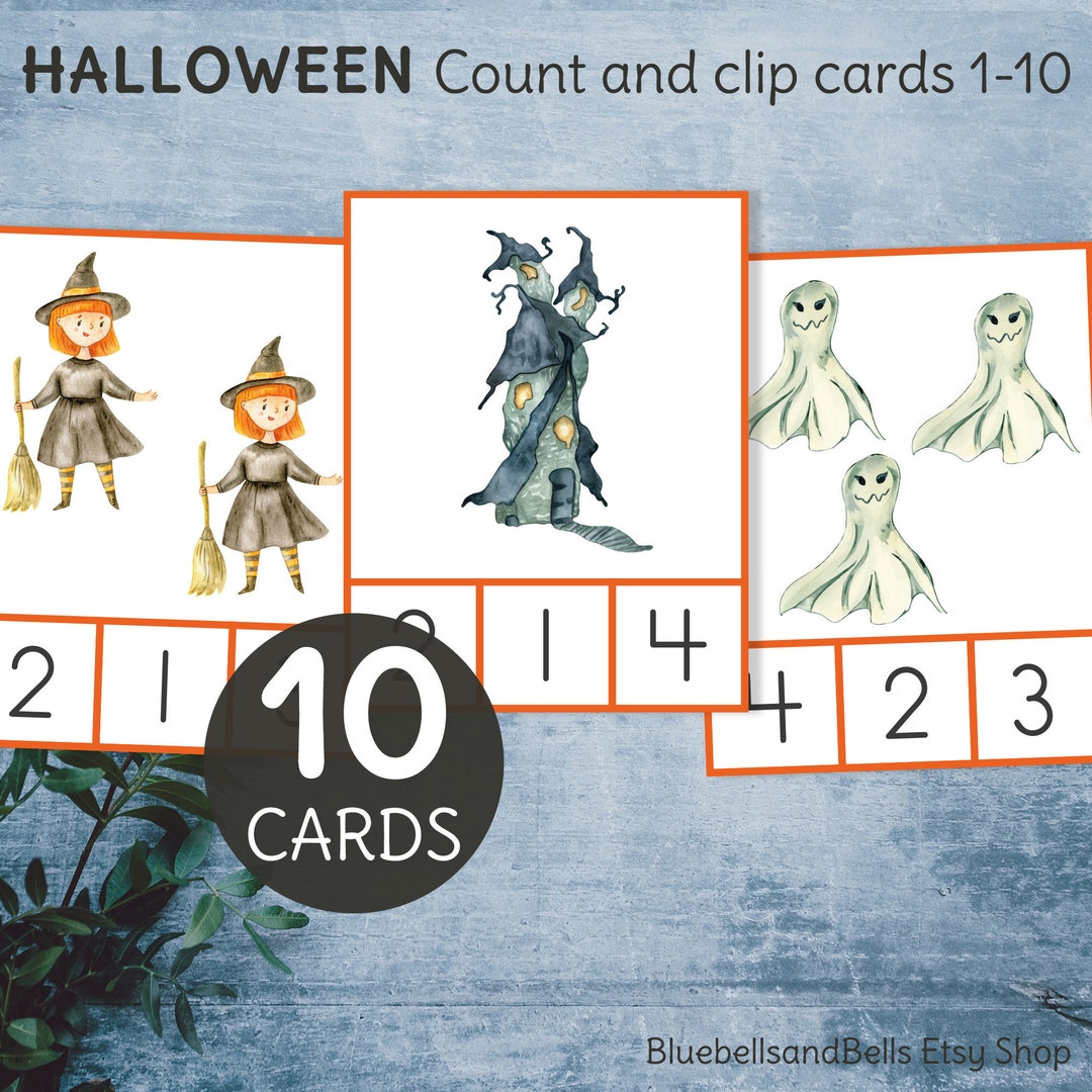 Halloween Printable Count and Clip Cards 1-10. Preschool Montessori ...
