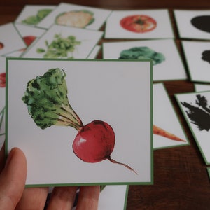 Vegetables Printable Shadow Matching Cards. Montessori Toddler Activity ...