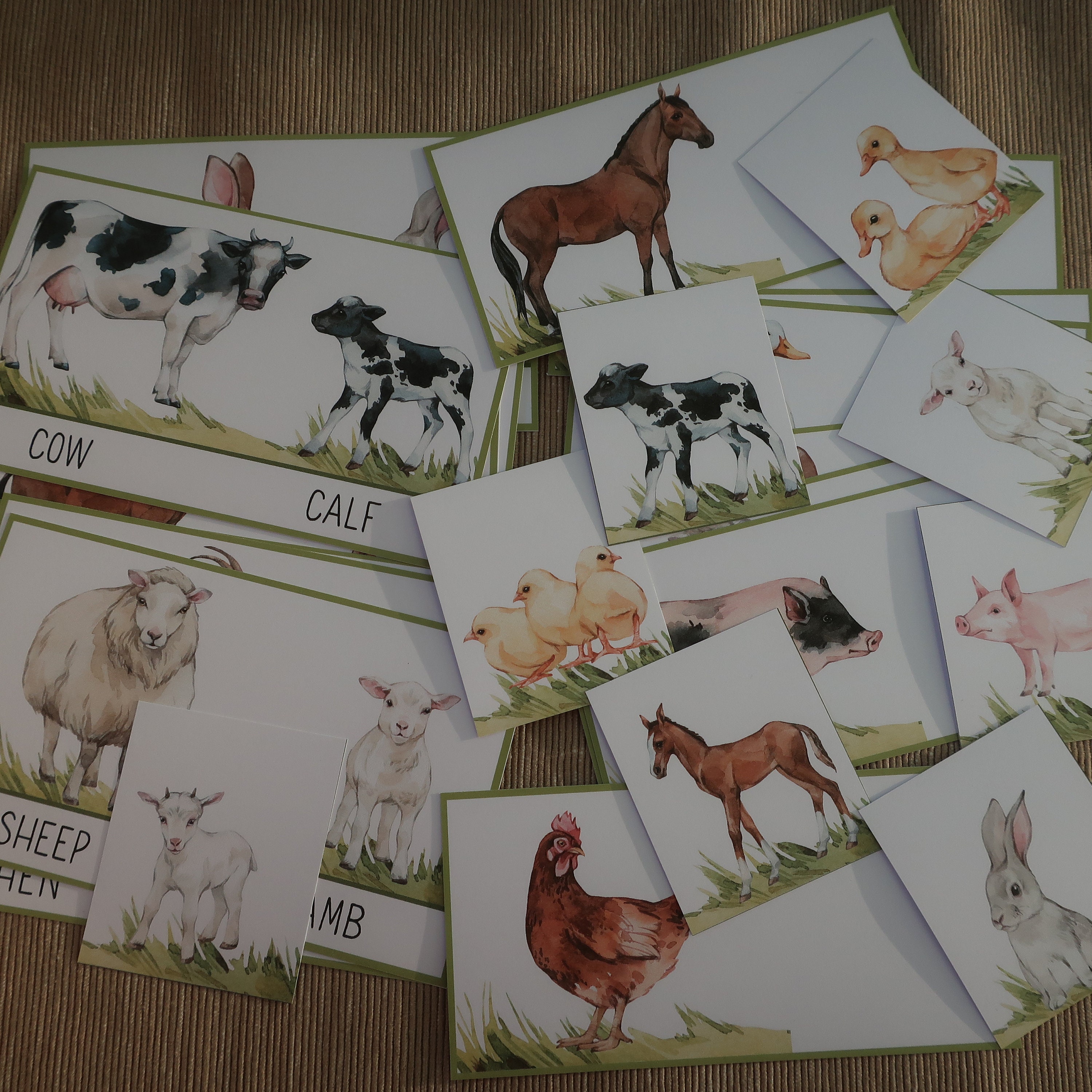 Mother and Baby Farm Animal Matching Cards and Flash Cards. - Etsy Canada