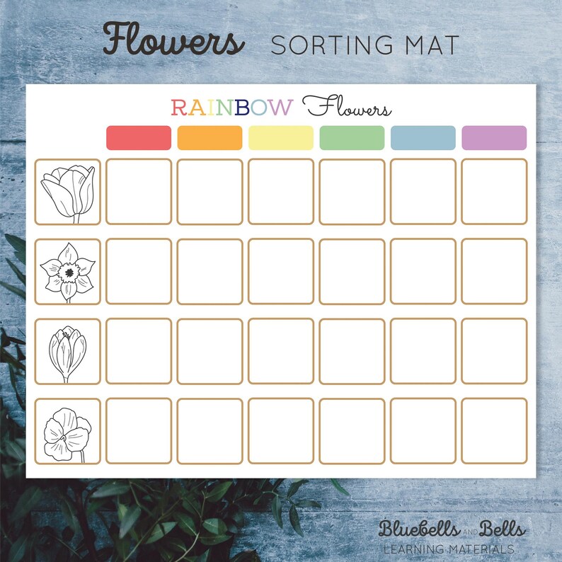 Color Sorting Flower Printable. Montessori Matching Activity. - Etsy