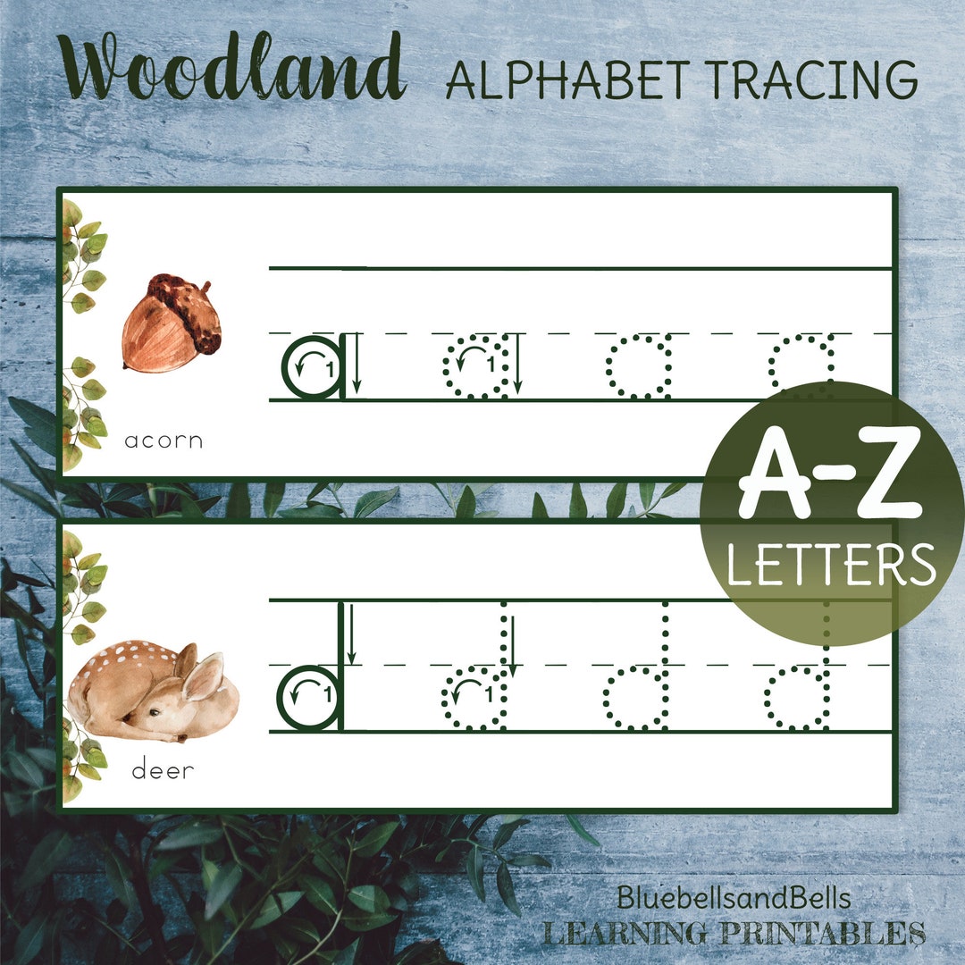 Alphabet Tracing Strips Woodland Lowercase. Handwriting Activity for ...