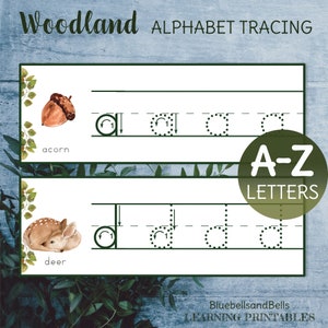 Alphabet Tracing Strips Woodland Lowercase. Handwriting Activity for ...