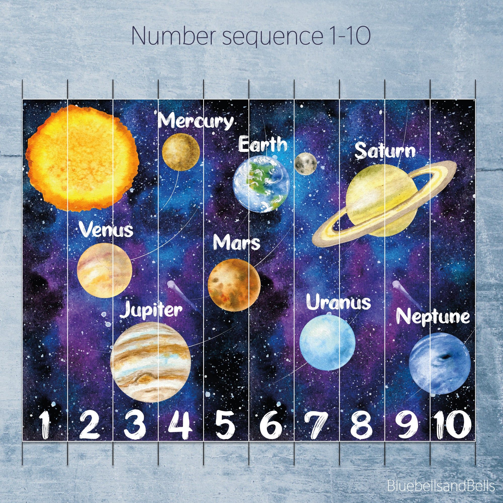 Outer space number sequence 1-10 printable activity. Planets | Etsy