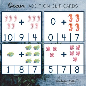 Ocean Count and Clip Cards Addition. Montessori Math Printable ...