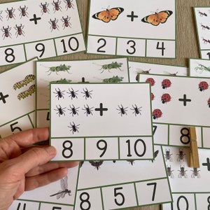 Montessori Spring Printable Insect Count and Clip Cards Addition 1-10 ...