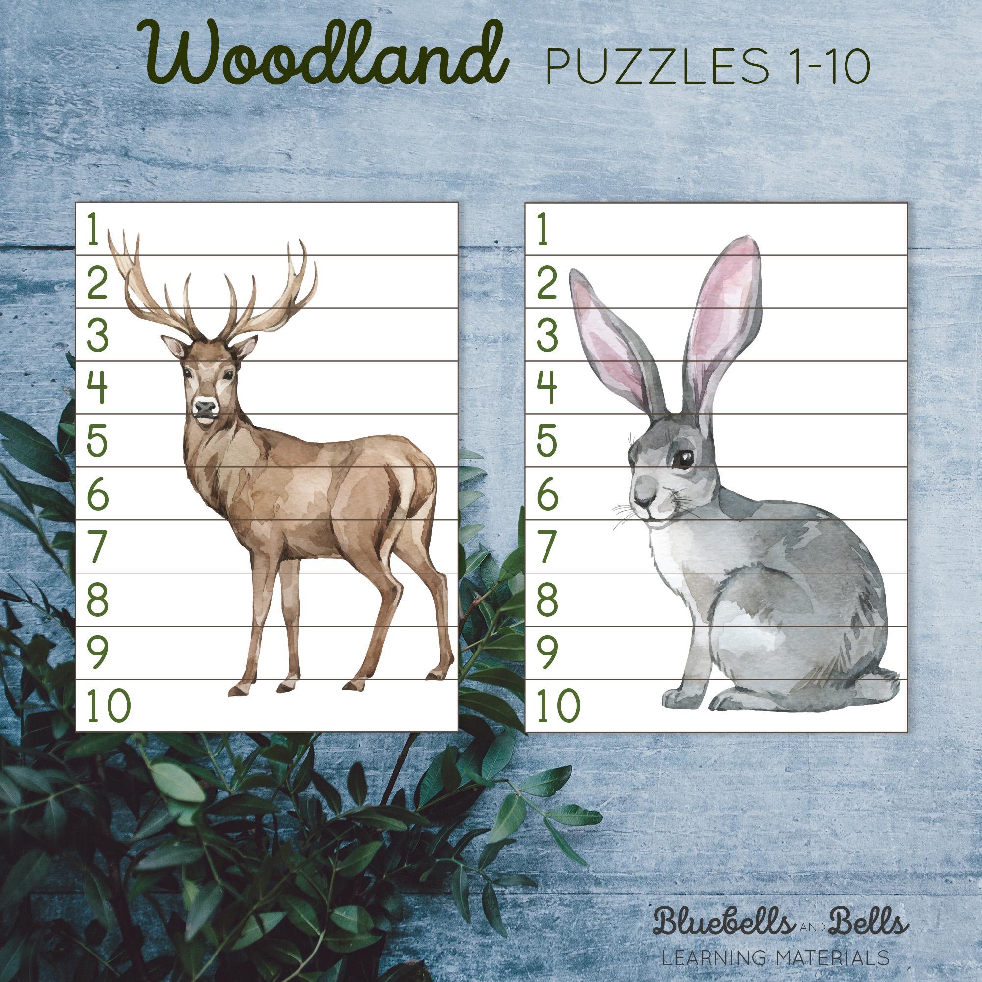 Woodland Animal Number Puzzles 1-10. Montessori Printable. Forest ...
