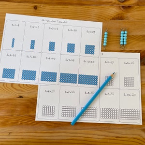 Montessori Bead Bar Multiplication Tables Posters and Worksheets. - Etsy
