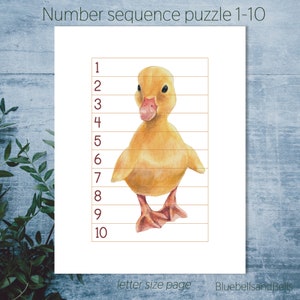 Farm animal number sequence puzzles 1-10. Preschool math | Etsy