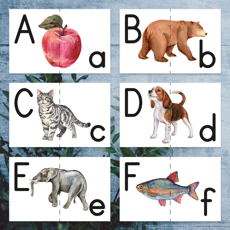 Printable Alphabet Puzzle. Toddler Watercolor Letter Cards. - Etsy