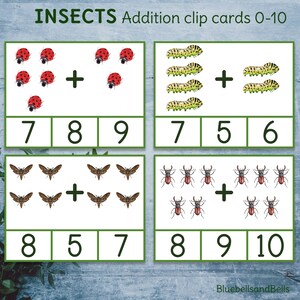 Montessori Spring Printable Insect Count and Clip Cards Addition 1-10 ...