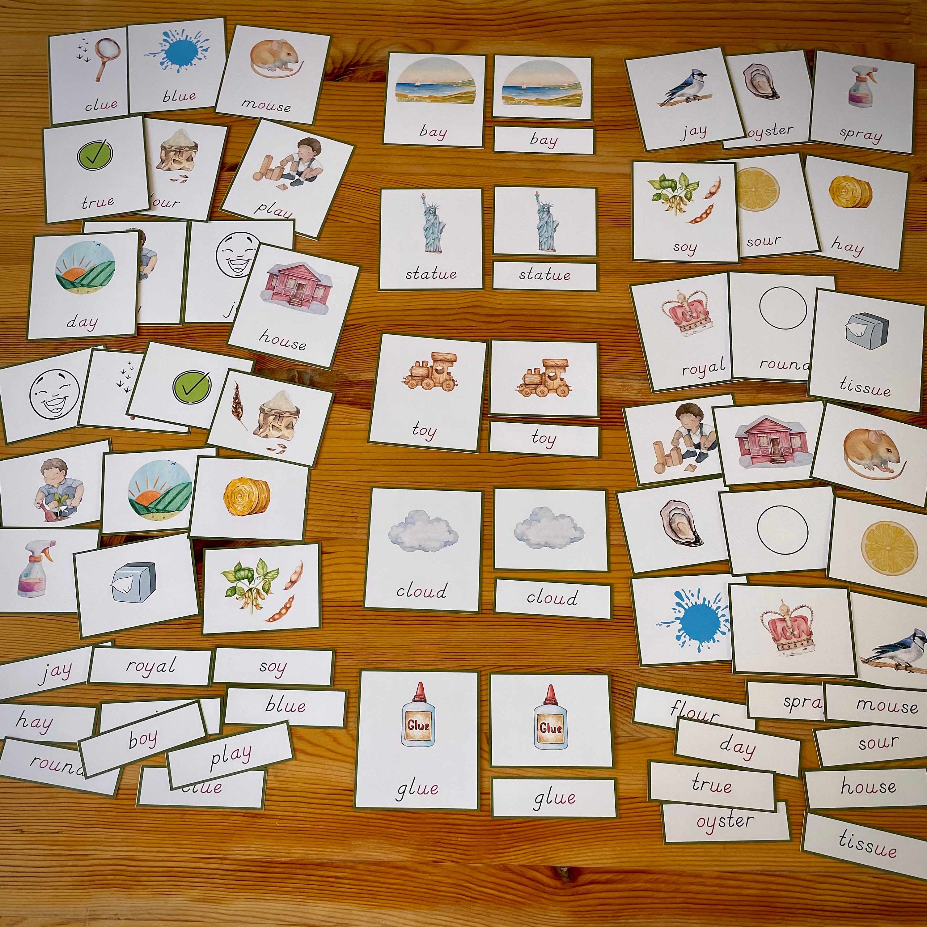 Montessori Printable Digraph 3-part Cards. Green Series Activity. - Etsy