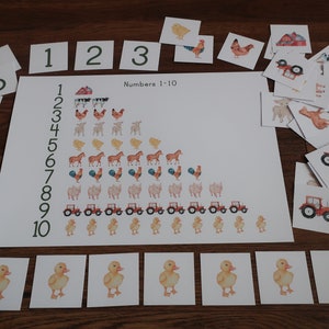 Number Chart 1-10 Printable. Farm Animal Montessori Math Counters ...