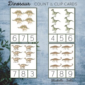 Dinosaur Count and Clip Cards 1-10. Preschool Montessori Math Printable ...