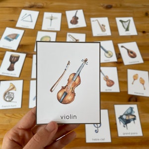 Musical Instrument Flashcards. Preschool and Kindergarten Watercolor ...