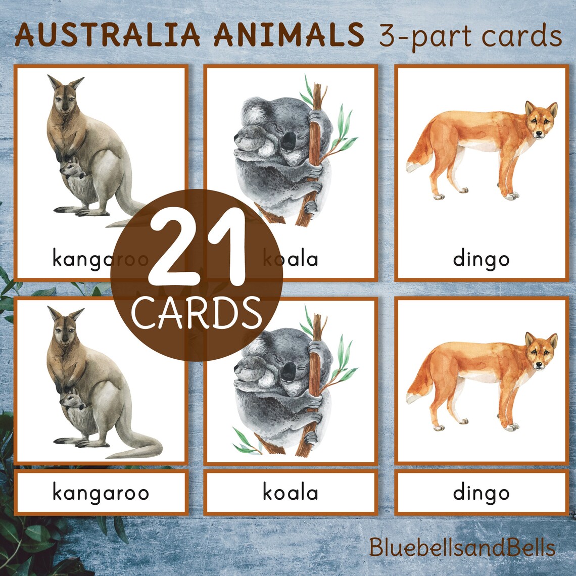 Australia Oceania Animals Montessori Printable 3 Part Cards. - Etsy