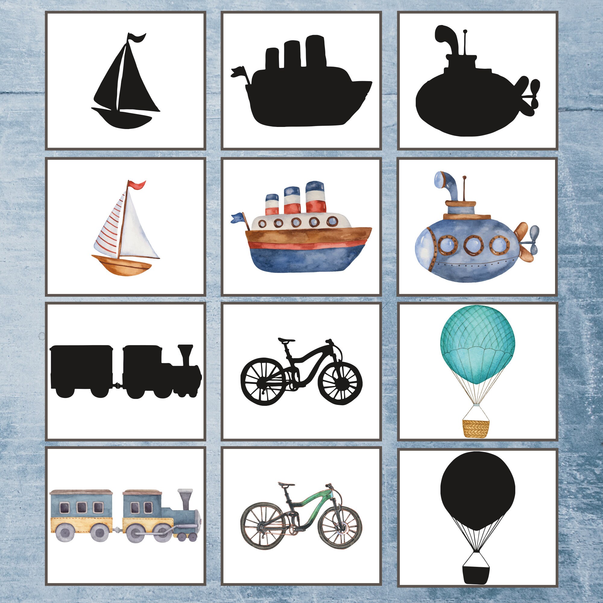 Vehicle Shadow Matching Cards. Montessori Toddler Printable. - Etsy Canada