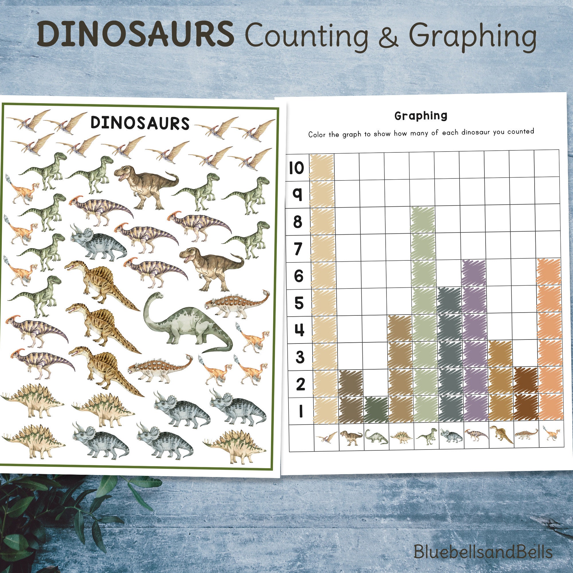 Dinosaur Preschool Graphing Activity. Math Printable for - Etsy