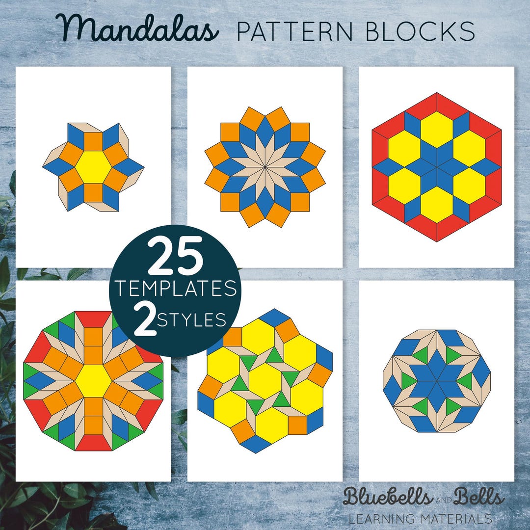 Pattern Block Templates Mandalas. - Etsy